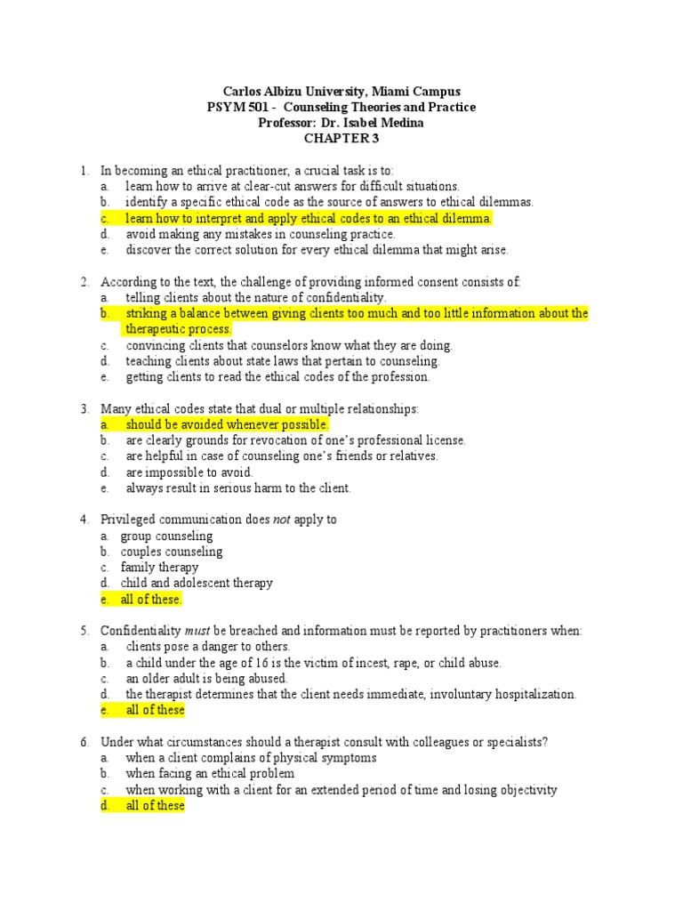 Counseling Theories Chapter 3 Summary | PDF | Counseling Psychology | Psychotherapy