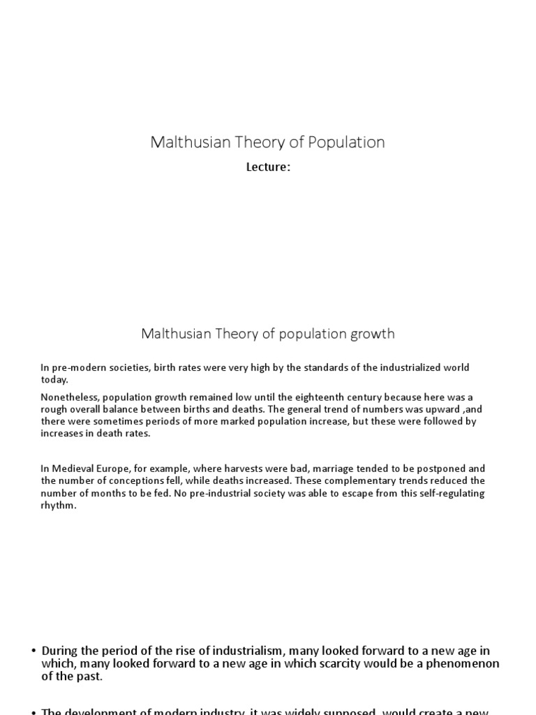Malthusian Population Theory Explained | PDF | Social Science