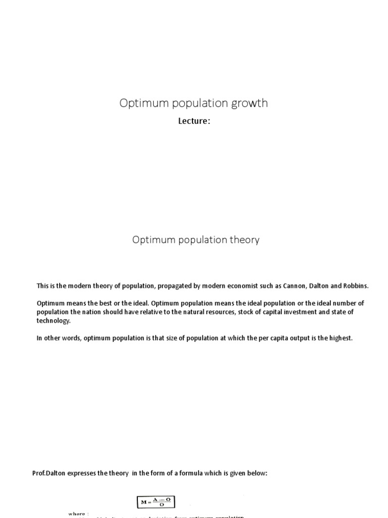 Optimum population growth theory | PDF | Economic Growth | Theory