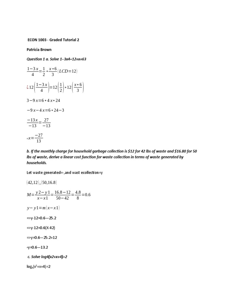 Algebra and Calculus Problem Solutions | PDF | Mathematical Concepts ...
