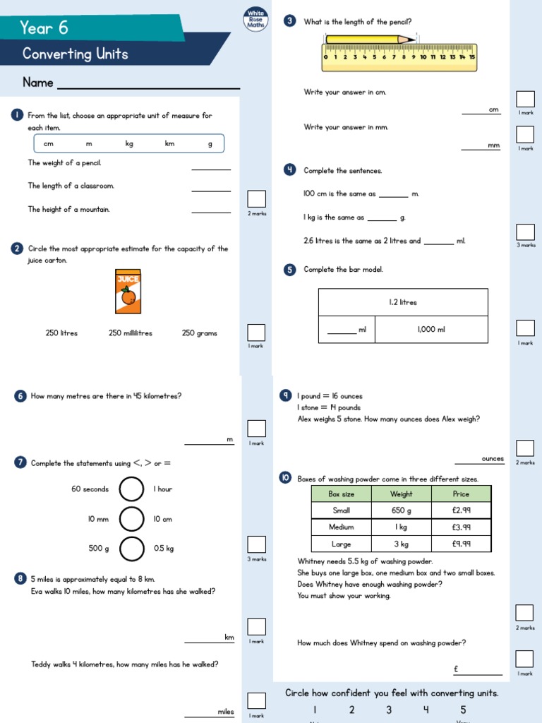 WRM Y6 Spring b4 Converting Measures Assessment | PDF