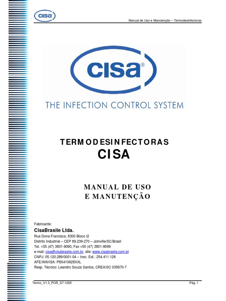 Termodesinfectoras - CISA - MANUAL DE USO E MANUTENÇÃO | PDF