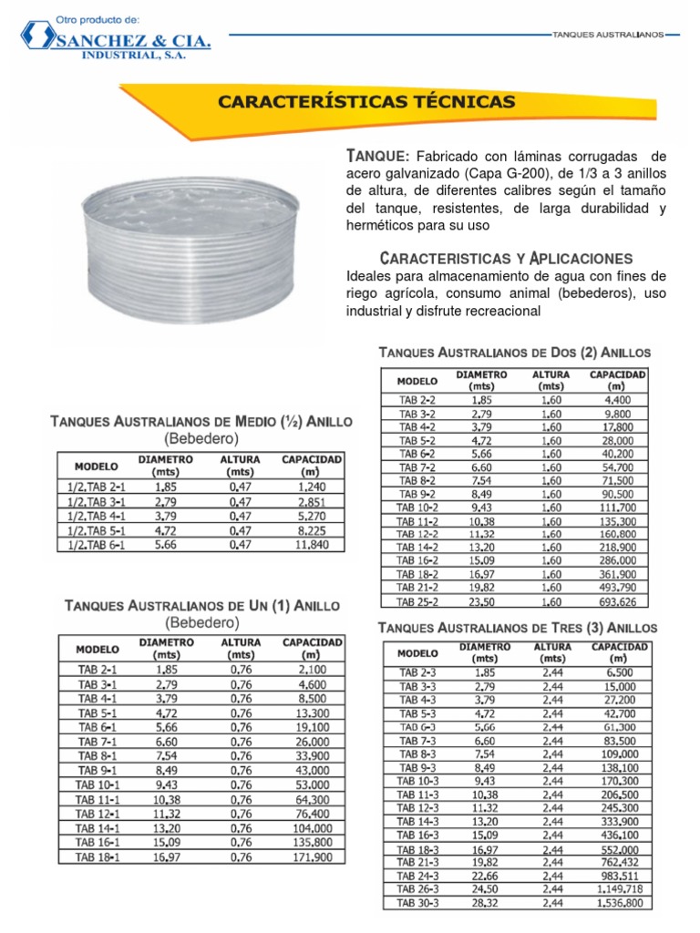 Tanques de Acero Galvanizado para Agua | PDF | Ciencia y matemáticas ...