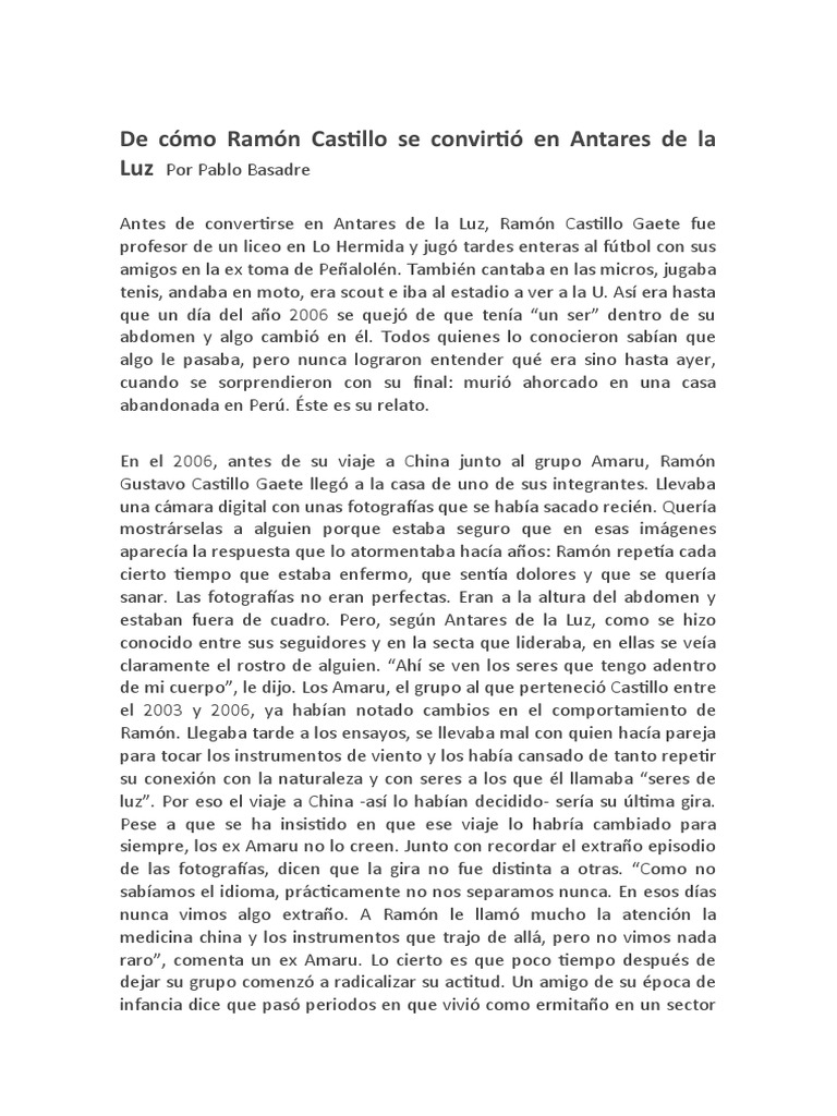 De cómo Ramón Castillo se convirtió en Antares de la Luz: La historia ...