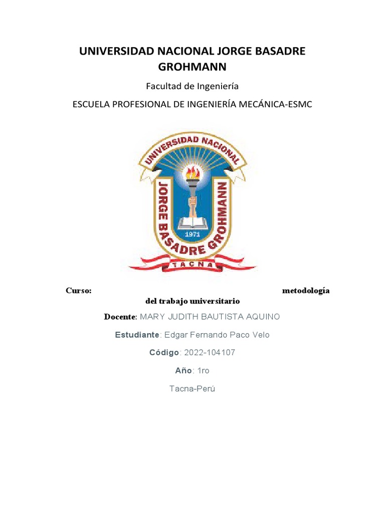 La Universidad Nacional Jorge Basadre Grohmann Reseña Historica | PDF