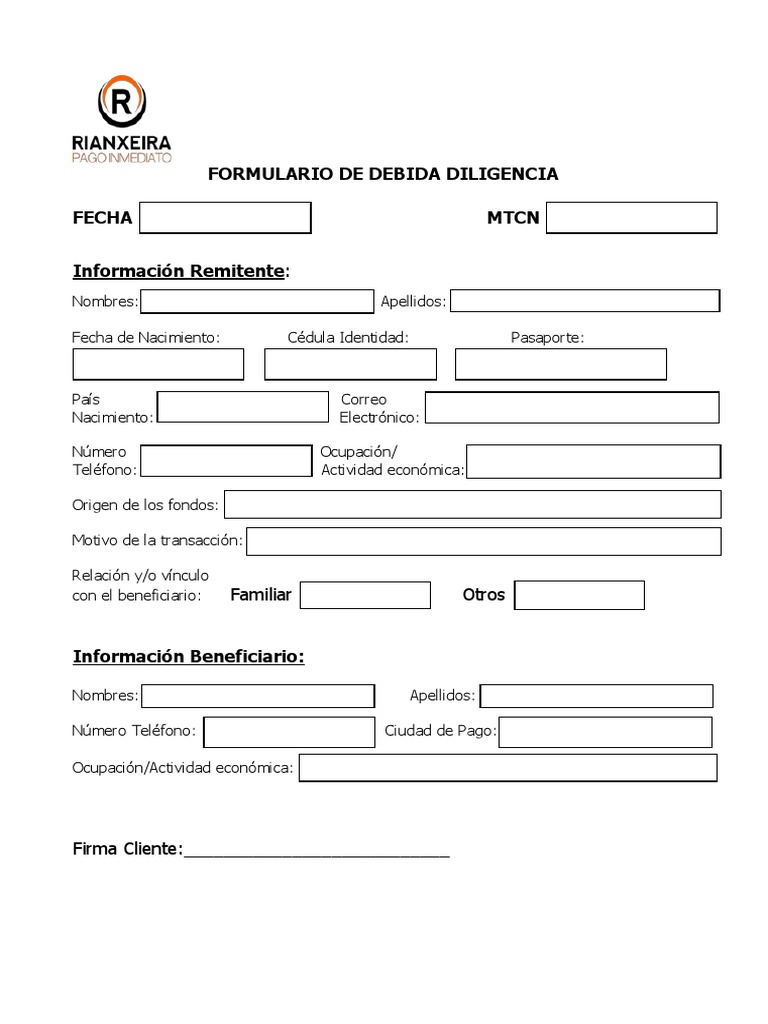 Formulario de Debida Diligencia 2021 | PDF