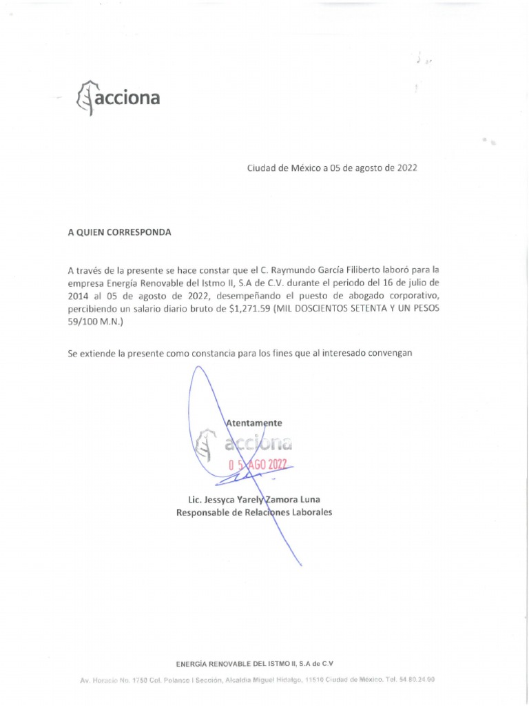 Constancia Laboral | PDF