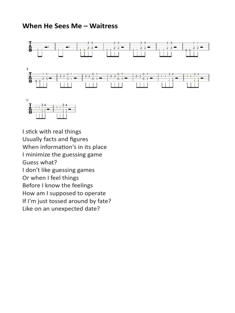 When He Sees Me Ukulele Tabs (Waitress The Musical) | PDF