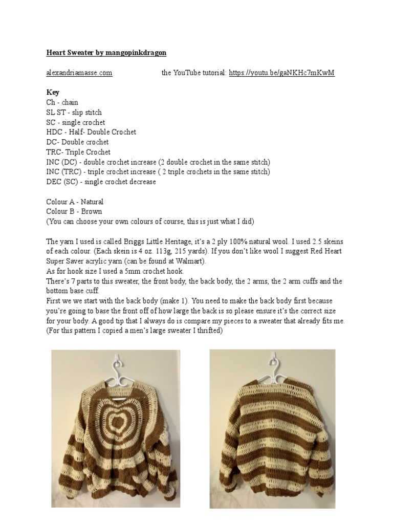 Crochet Heart Sweater Pattern | PDF | Crochet | Handicrafts