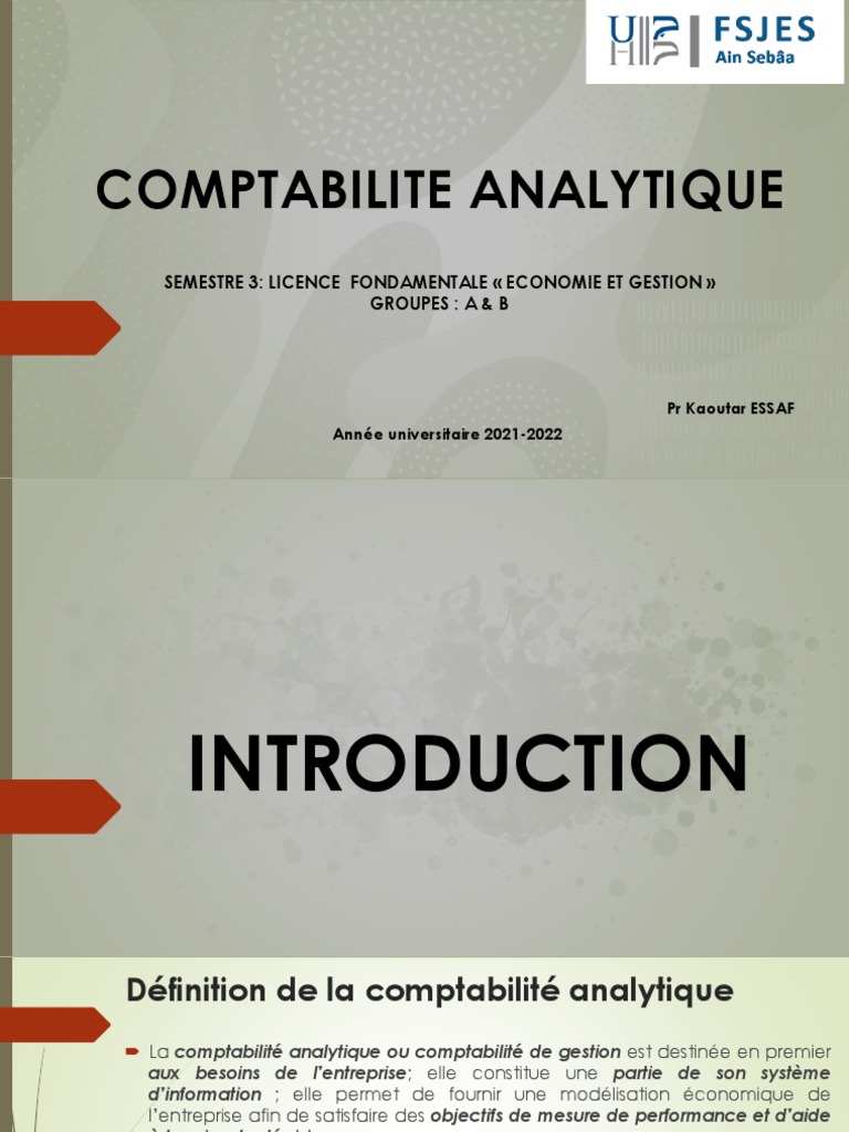 Comptabilité Analytique : Concepts et Objectifs | PDF | Dépréciation | Comptabilité