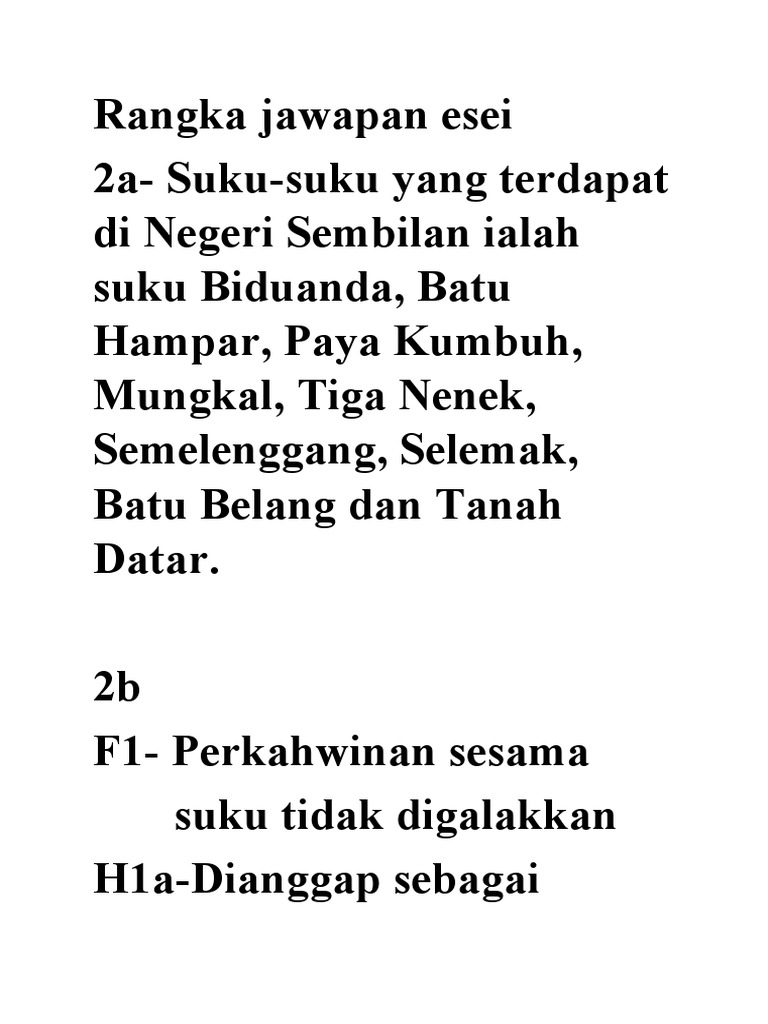 Rangka Jawapan Esei 2 Bab 9 | PDF