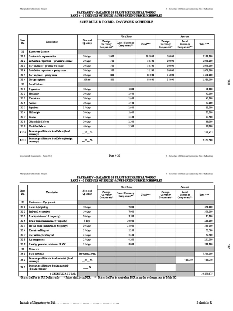 Daywork Schedule | PDF