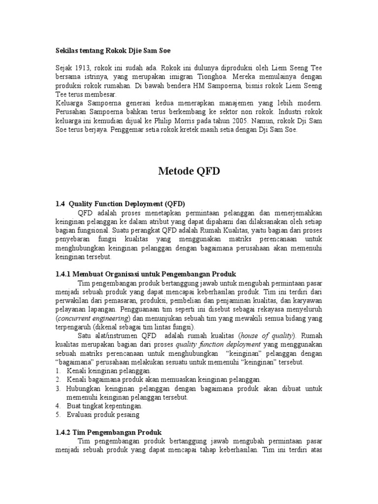Metode QFD | PDF