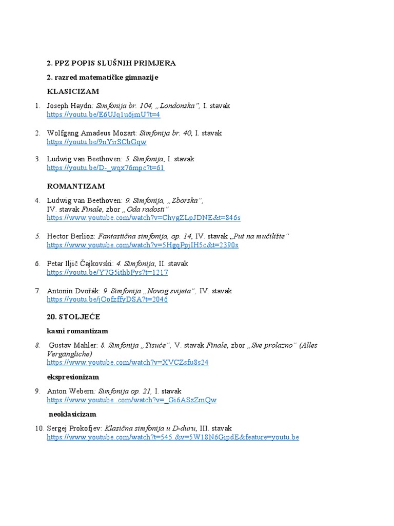 PPZ 2. MAT Popis Slušnih Primjera | PDF