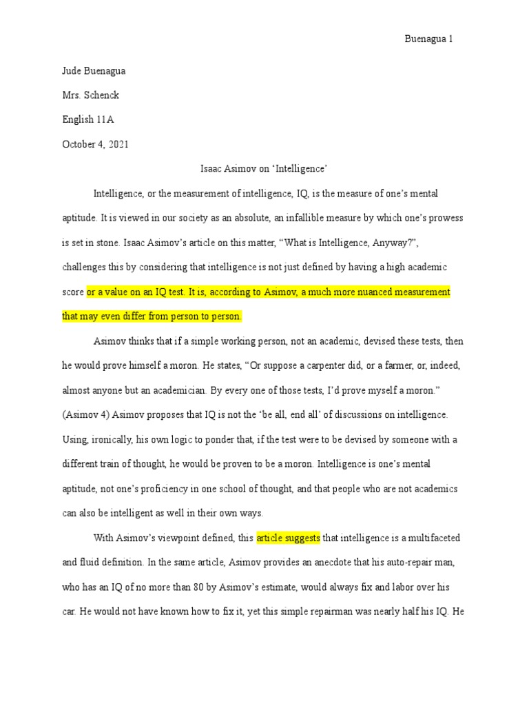 Isaac Asimovs 22what Is Intelligence Anyway 22 | PDF | Intelligence ...