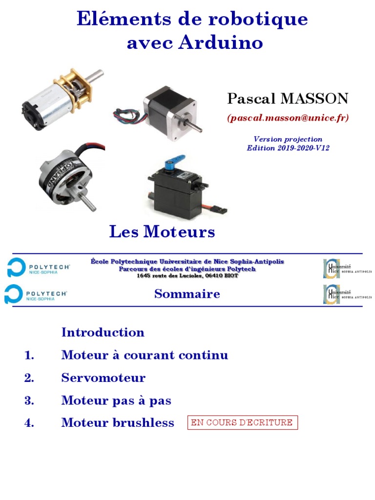 Elements de Robotique Avec Arduino - Moteurs - Projection - MASSON | PDF
