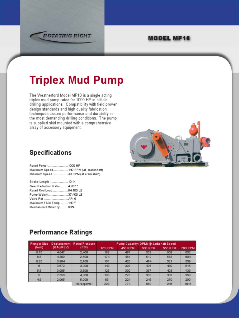 Weatherford Model MP10 | PDF