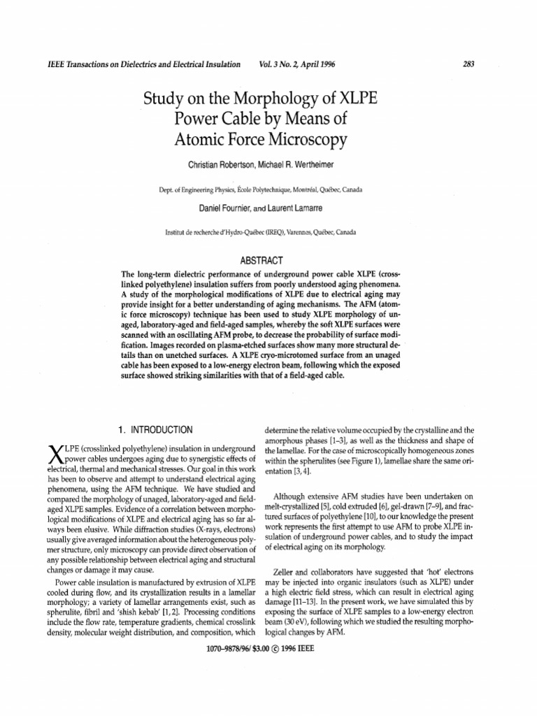 Study On The Morphology of XLPE Power Cable by Means of Atomic Force ...