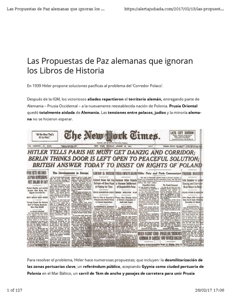Alerta Judiada - Las Propuestas de Paz Alemanas Que Ignoran Los Libros ...