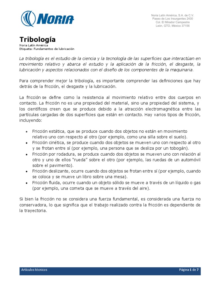 2-1 Tribología | PDF | Fricción | Lubricante