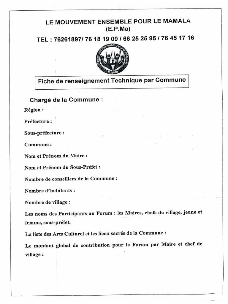 Fiche de Renseignement Technique Par Commune. | PDF