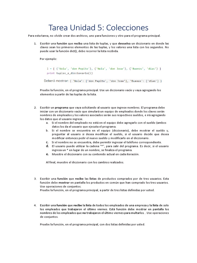 U5 Tarea | PDF | Función (Matemáticas) | Usuario (informática)