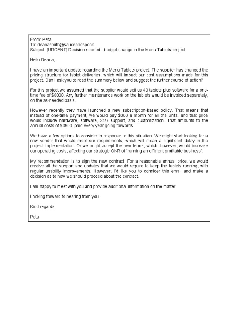 Senior Stakeholder Email - WW | PDF | Career & Growth | Business