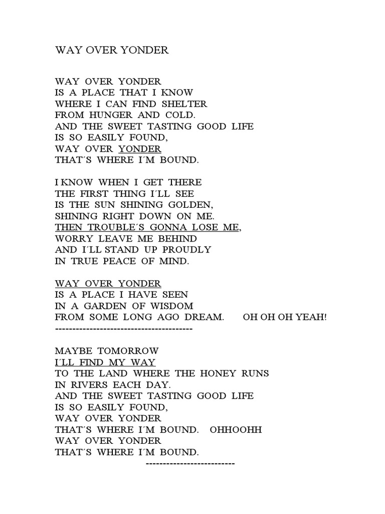 05 Way Over Yonder | PDF