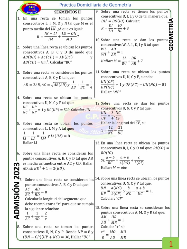 Ejercicios Domiciliaria - Segmentos II | PDF