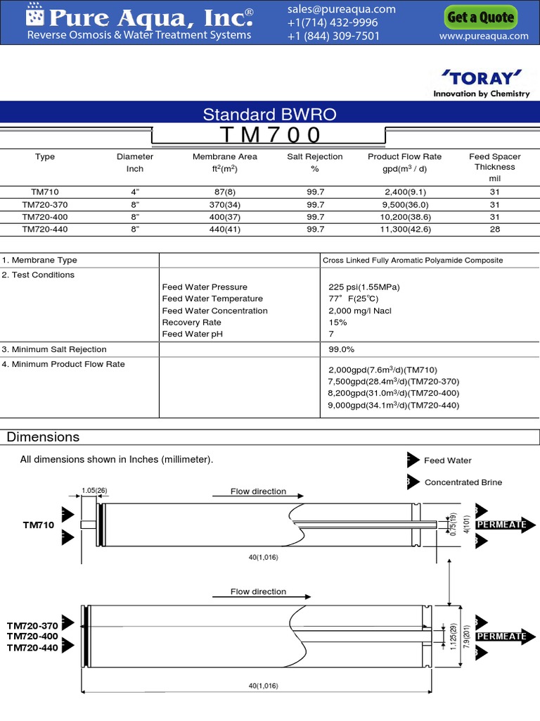 Toray tm710 Membrane | PDF