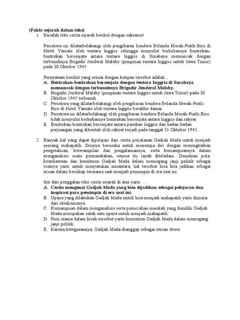Fakta Sejarah Dalam Teks | PDF