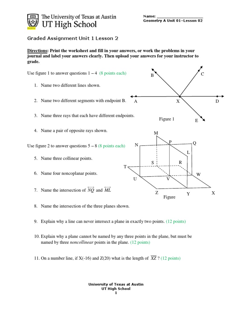 Geometry Unit 1 Lesson 2 Assignment | PDF