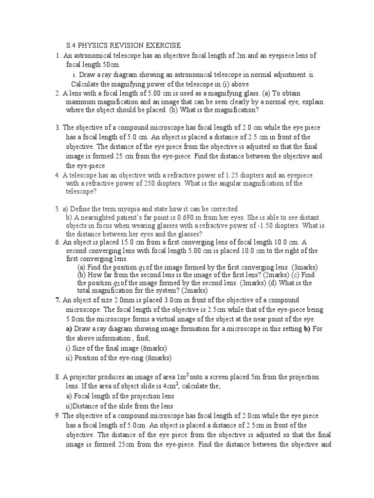 Phys Exercise | PDF | Optics | Electromagnetic Radiation