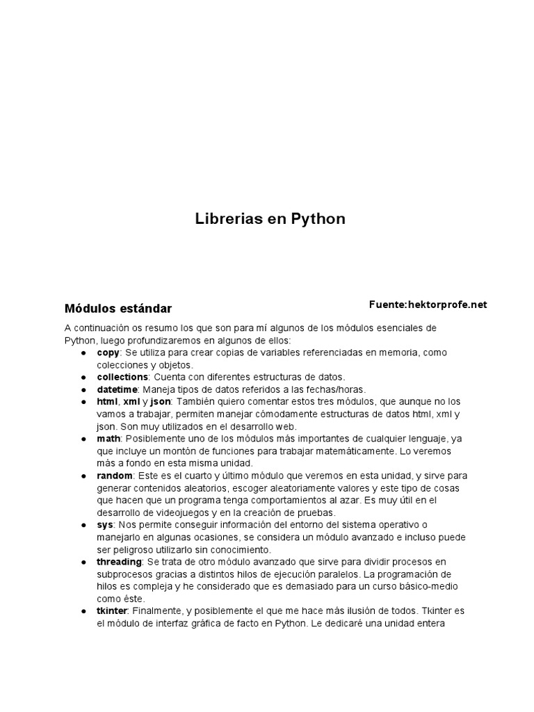 Guía Básica de Módulos en Python | PDF | Python (lenguaje de programación) | Informática