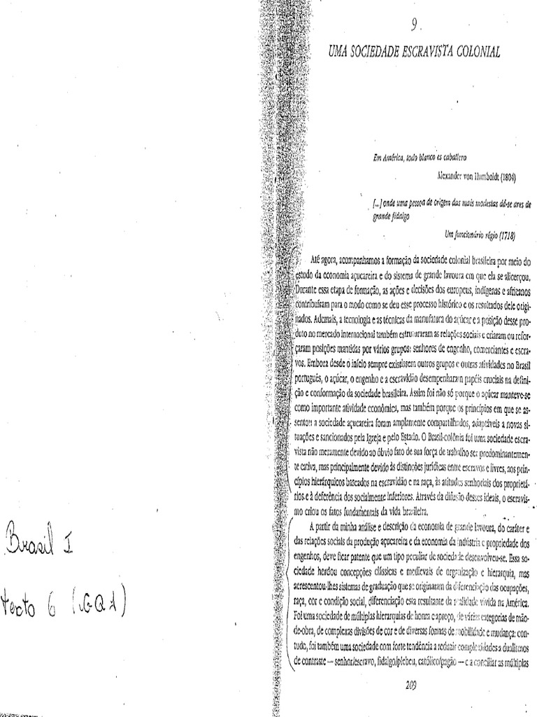 Schwartz, Stuart - Uma Sociedade Escravista Colonial | PDF