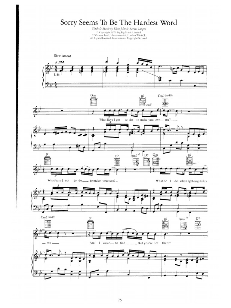 Sorry Seems To Be The Hardest Word Pdf
