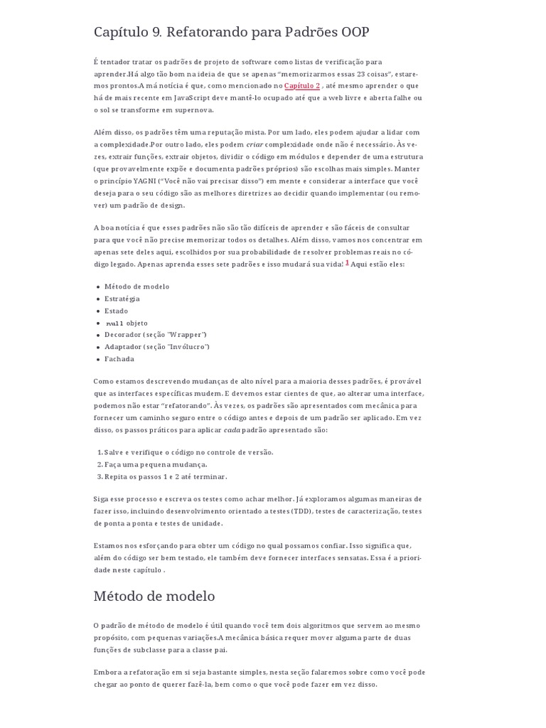 Refactoring To OOP Patterns - Refactoring JavaScript | PDF | Padrão de ... Refactoring To OOP Patterns - Refactoring JavaScript | PDF | Padrão de ...