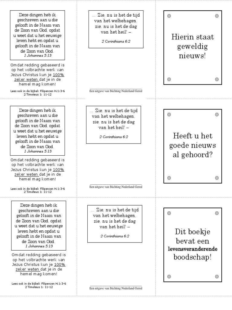 Uitprintbaar Gratis Evangelisatie Boekje Buitenkant Evangelisatie ...