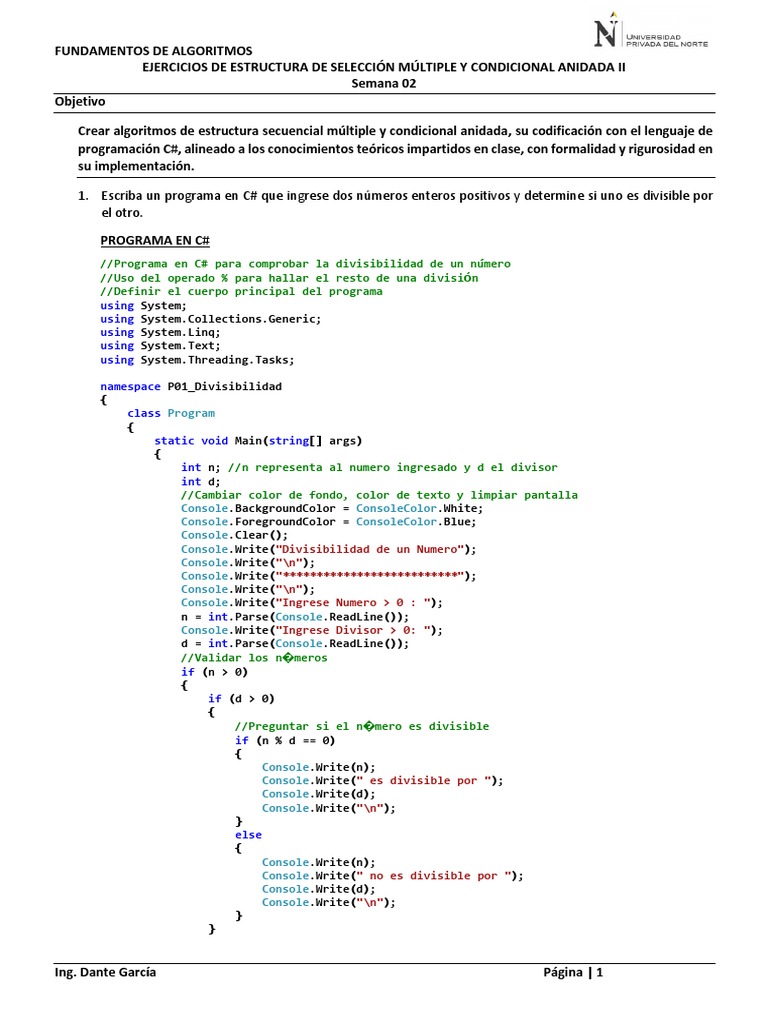 JP-LFAL-Sem02 Ejercicios Con Seleccion Multiple y Anidada II-1 | PDF ...