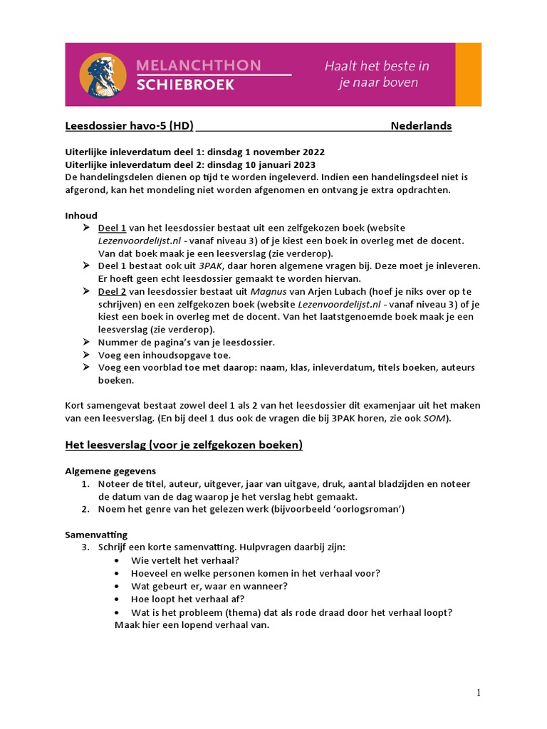 22 23 HAVO 5 Leesdossier | PDF