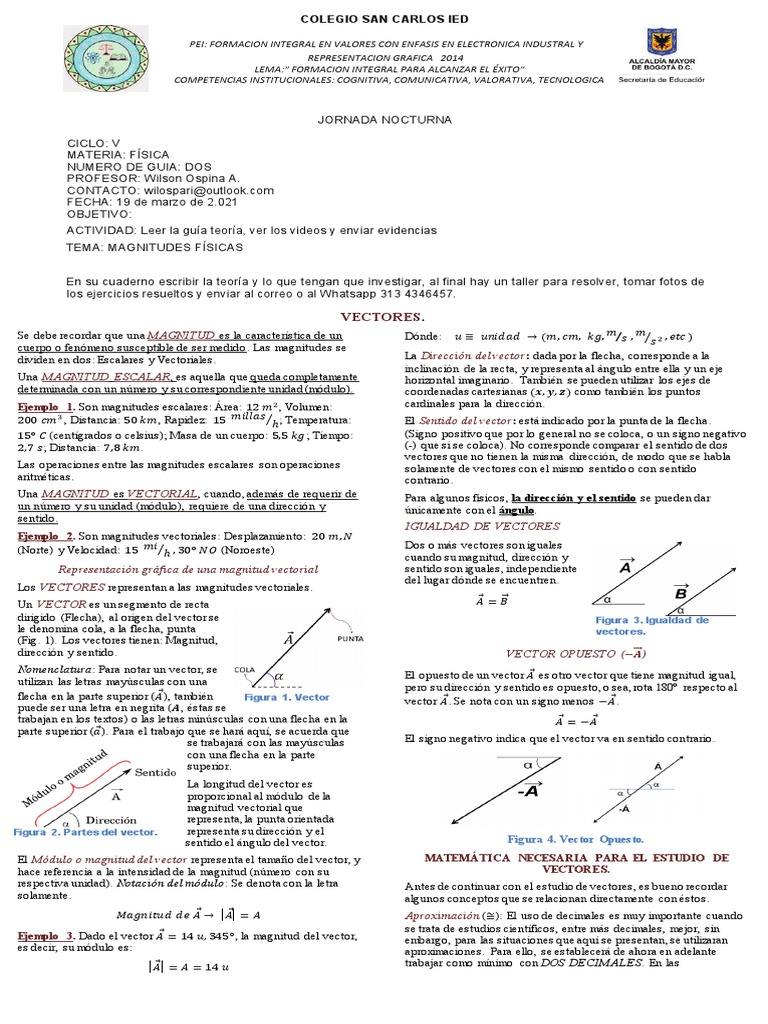 Guía de magnitudes físicas y vectores | PDF | Vector Euclidiano | Triángulo