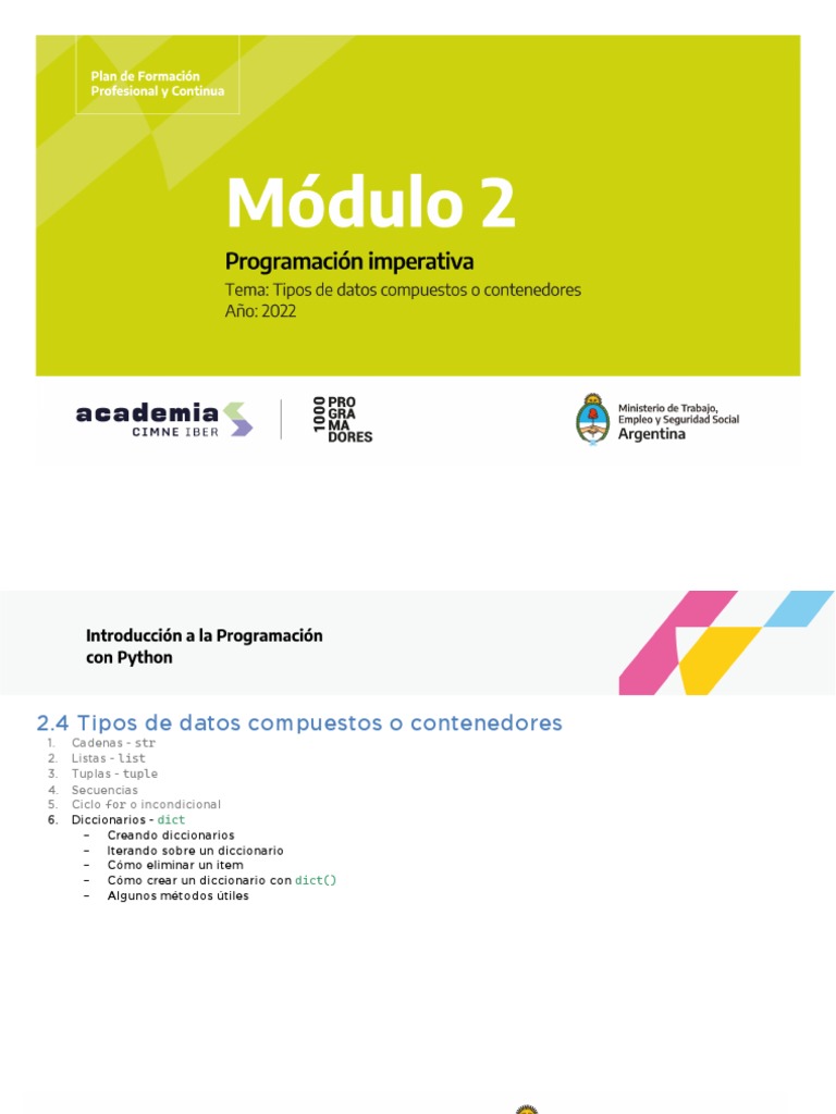 04 Contenedores 06 DICT | PDF | Python (lenguaje de programación ...