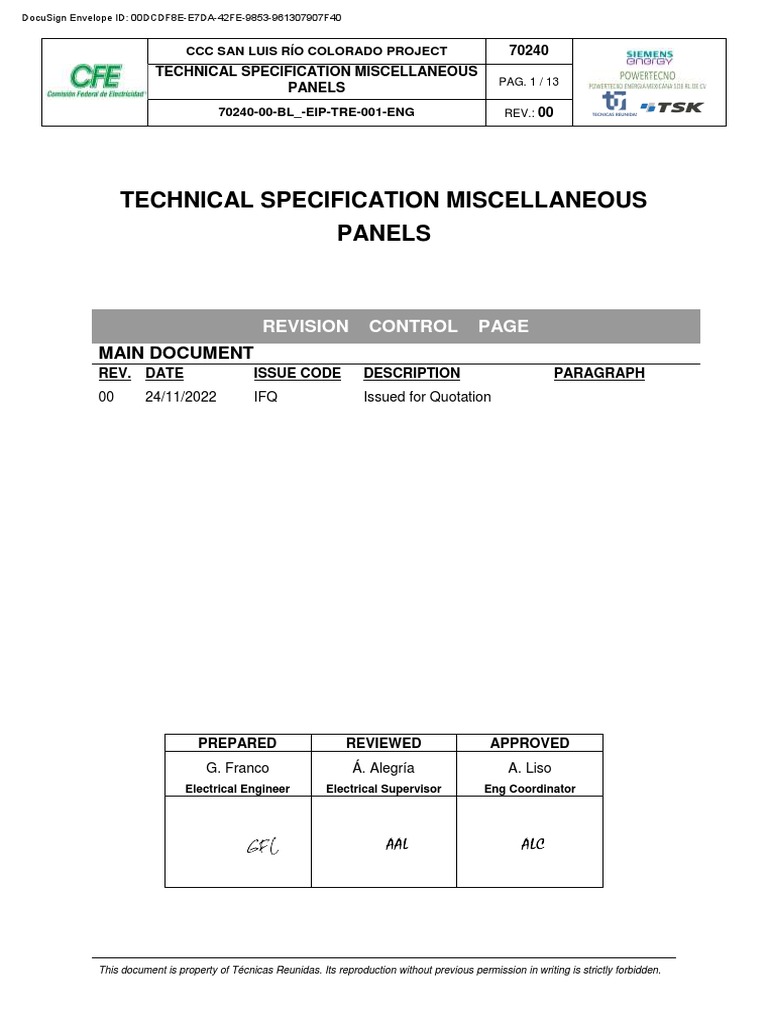 Technical Specs for Panels | PDF | Electrical Wiring | Ac Power Plugs ...