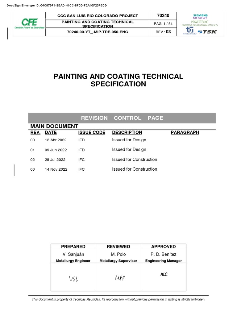 Painting and Coating Technical Specification | PDF | Corrosion | Pipe ...