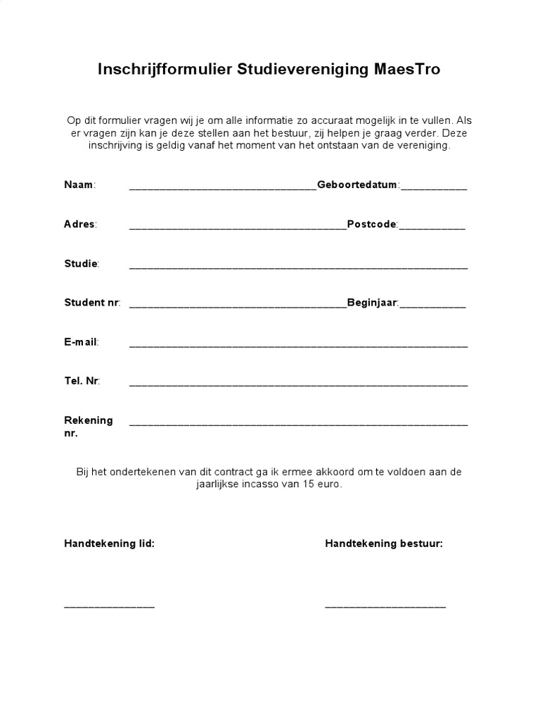 Inschrijfformulier SV MaesTro | PDF