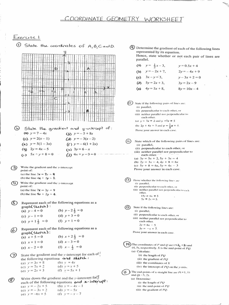Coordinate Geometry Worksheet | PDF
