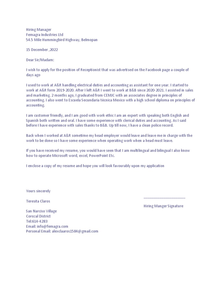 Letter of Application | PDF | Career & Growth | Business