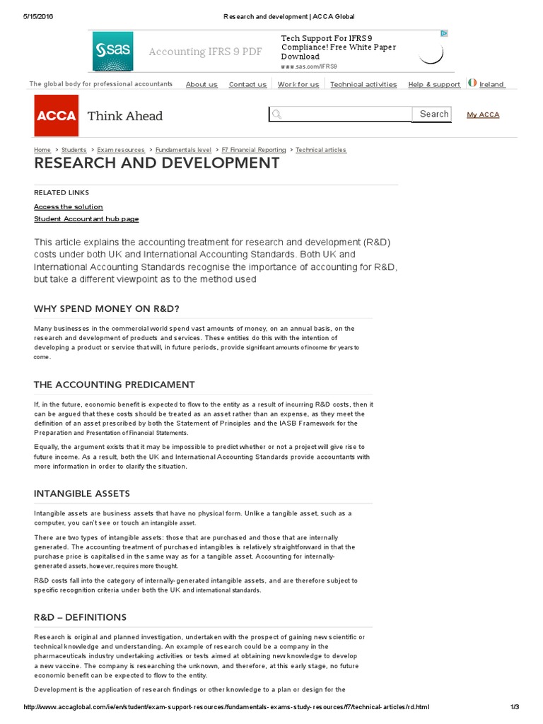Research and Development | PDF | Intangible Asset | International ...