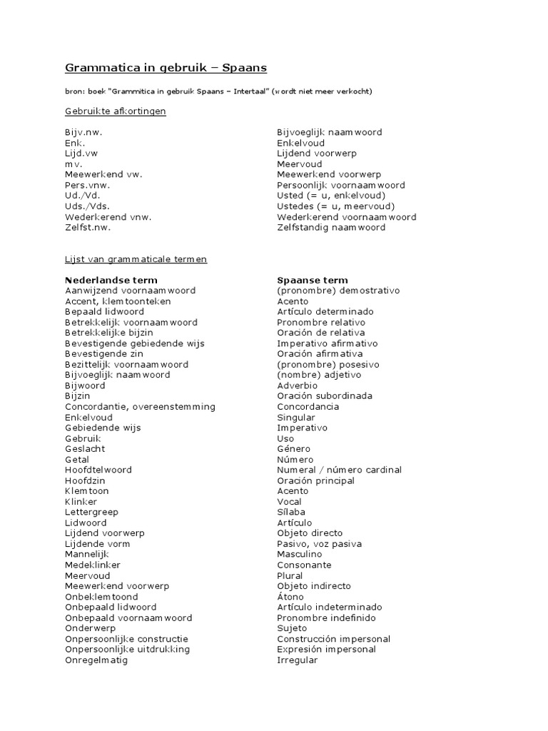Grammatica in Gebruik Spaans | PDF
