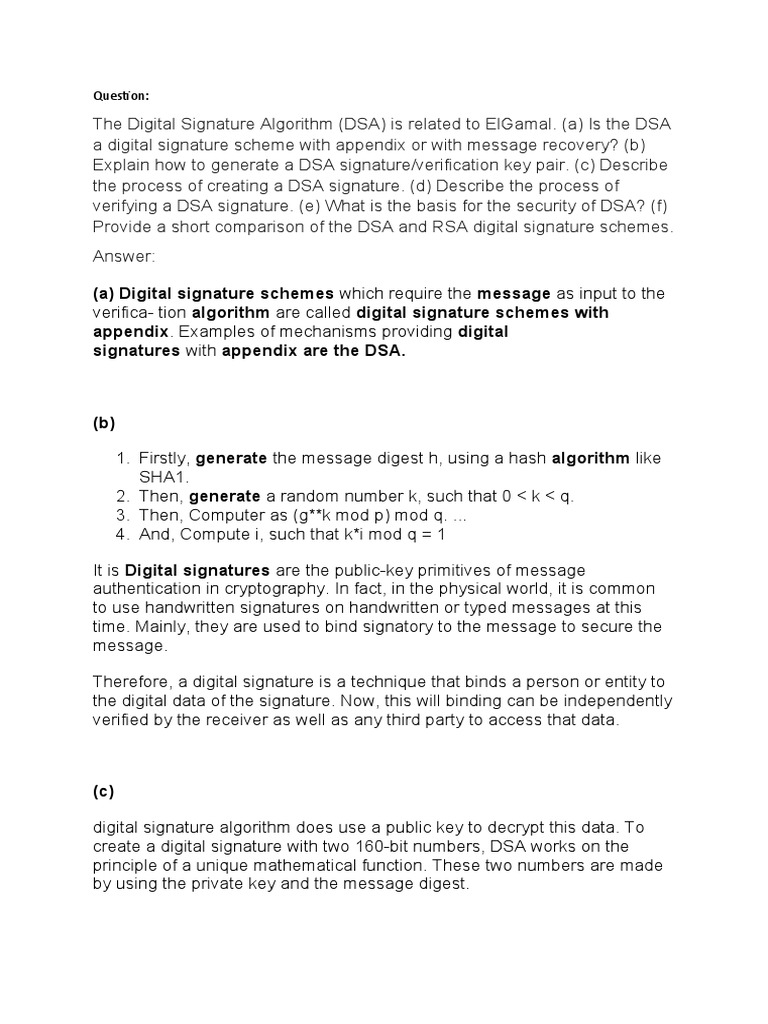 Digital Signature Algorithm Guide | PDF